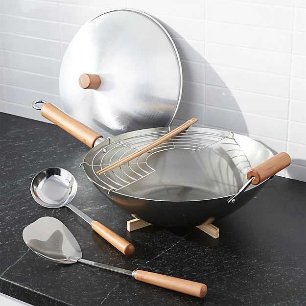 Carbon Steel Wok Set | Crate and Barrel