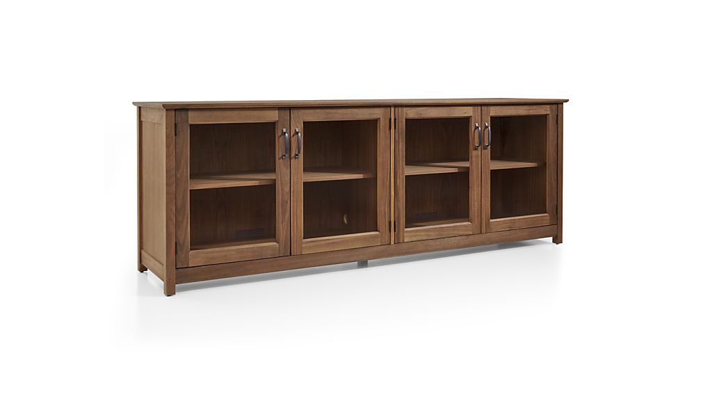 Ainsworth Walnut 85" Media Console with Glass/Wood Doors | Crate and Barrel