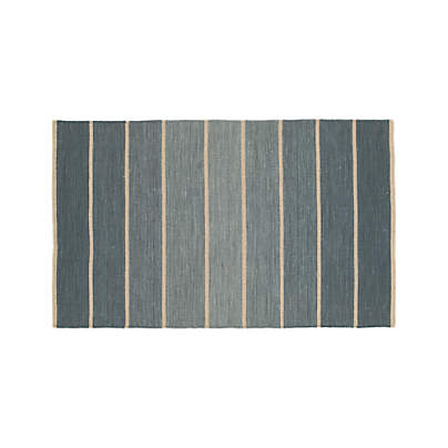 Bold Blue Wool-Blend Striped Dhurrie 12" sq. Rug Swatch + Reviews ...