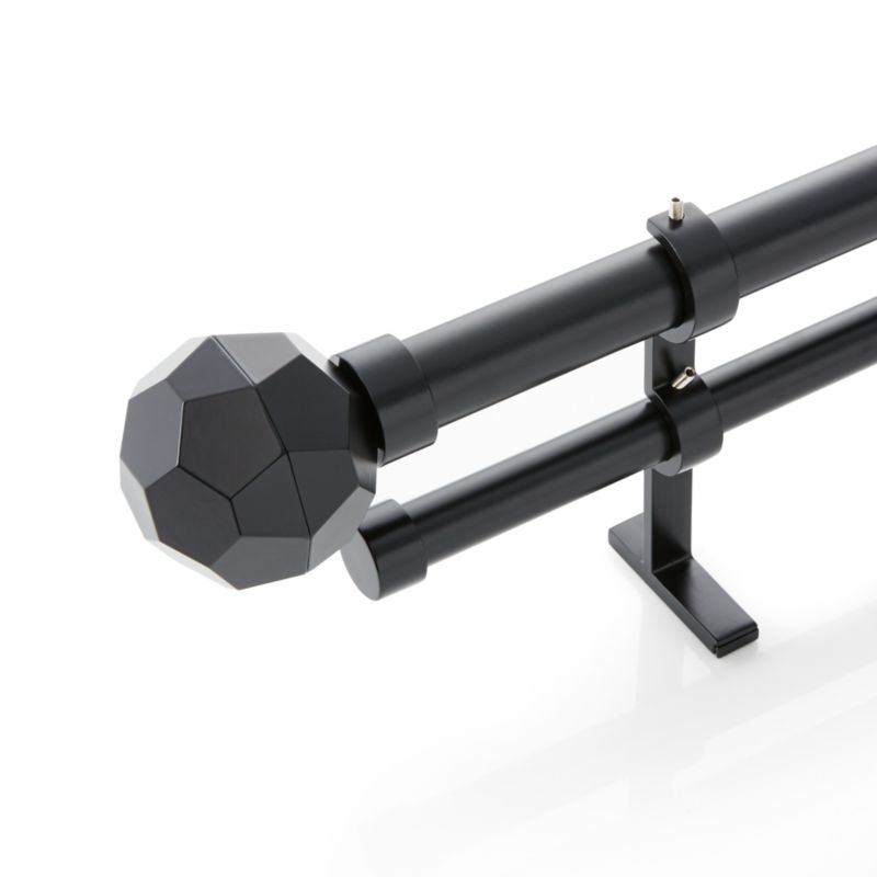 CB Matte Black Faceted Finial and Double Curtain Rod Set 48"-88 ...