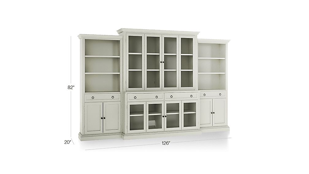 Cameo Vamelie 4-Piece Glass Door Wall Unit with Storage Bookcase ...