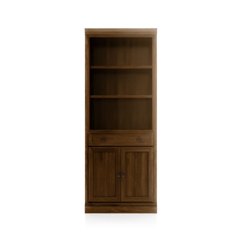 Cameo Nero Noce Storage Bookcase with Middle Crown | Crate and Barrel