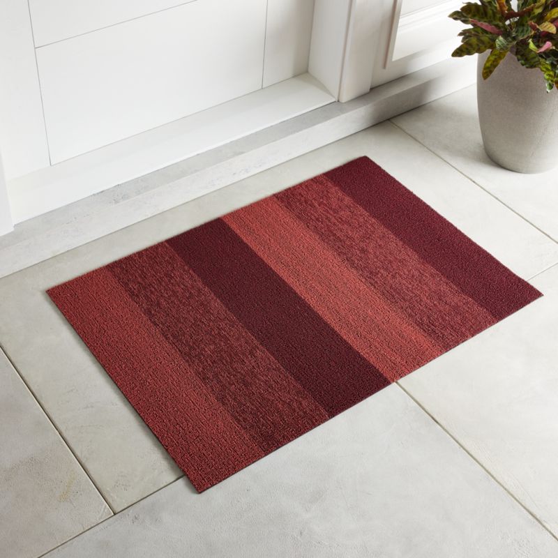 Chilewich Marbled Stripe Red Doormat 24"x36" | Crate and Barrel