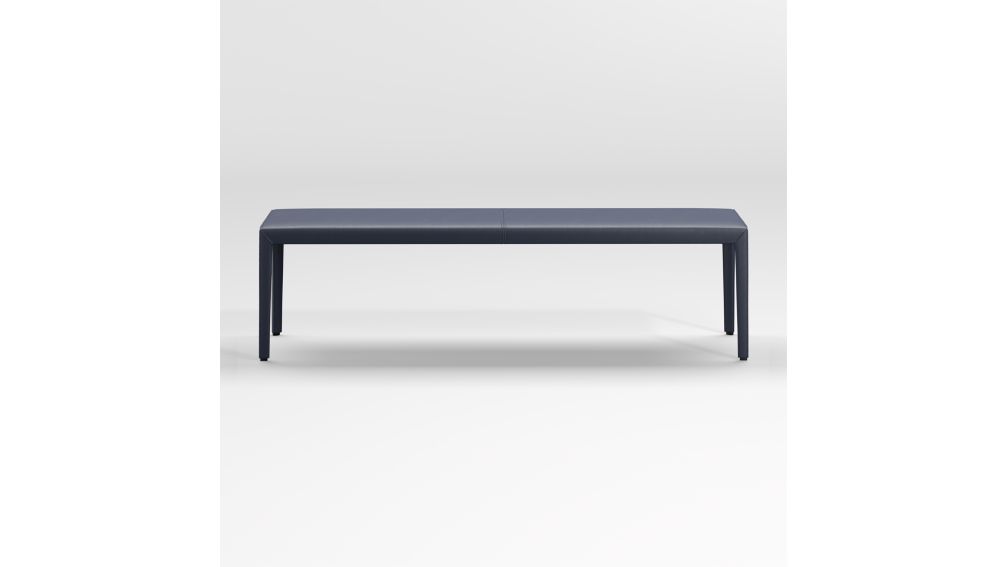 Folio Dark Blue Top-Grain Leather 64" Bench + Reviews | Crate and Barrel