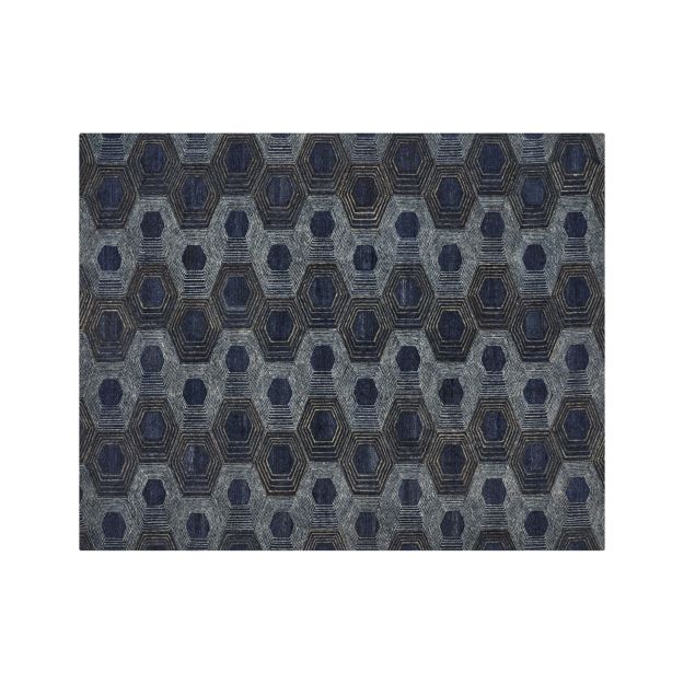 Gramercy Blue Hexagon Pattern Rug 8'x10' + Reviews | Crate and Barrel