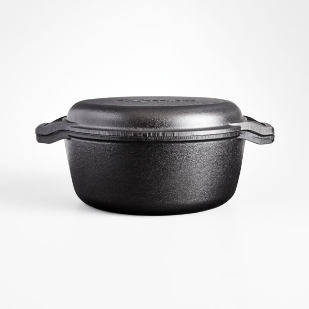 Lodge Chef Collection 6-Qt. Cast Iron Double Dutch Oven | Crate and Barrel