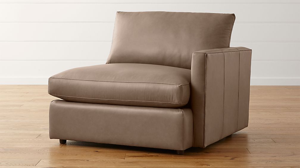Lounge II Petite Leather Right Arm Chair | Crate and Barrel