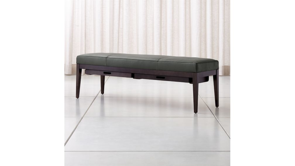 Nash Leather Large Bench with Tray | Crate and Barrel