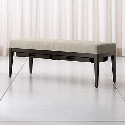 Nash Large Tufted Bench with Slats | Crate and Barrel