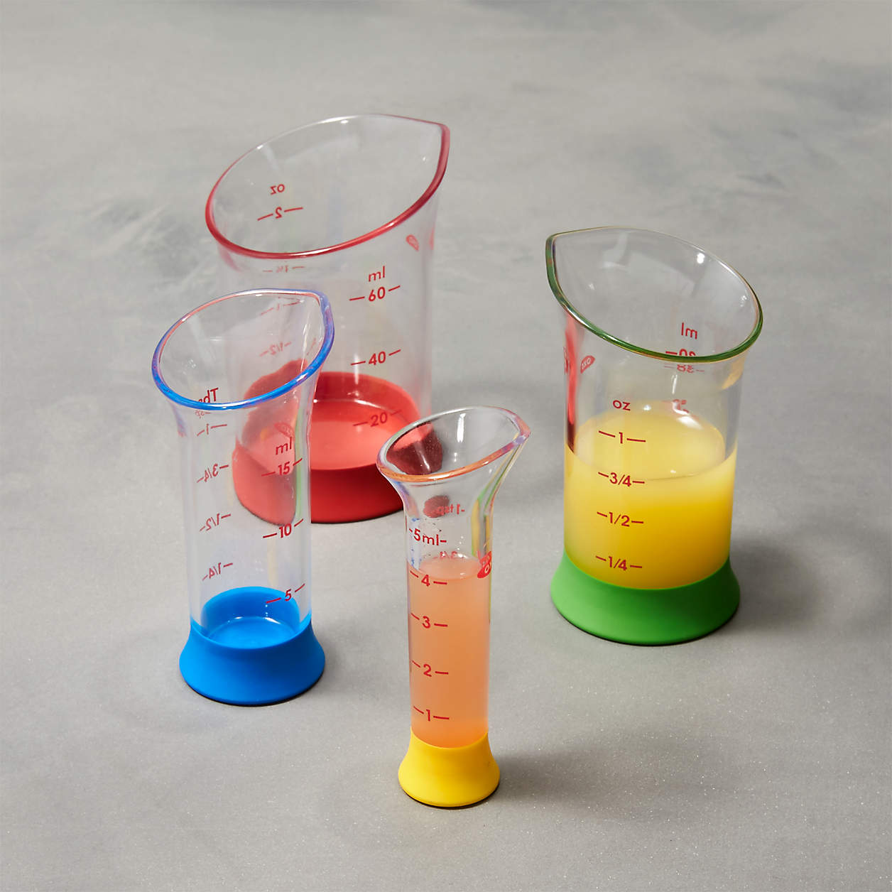 OXO 4 Piece Mini Measuring Beaker Sets + Reviews | Crate and Barrel