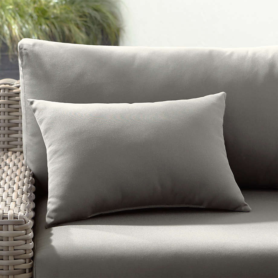 Sunbrella Graphite 20x13 Outdoor Lumbar Pillow + Reviews | Crate and Barrel