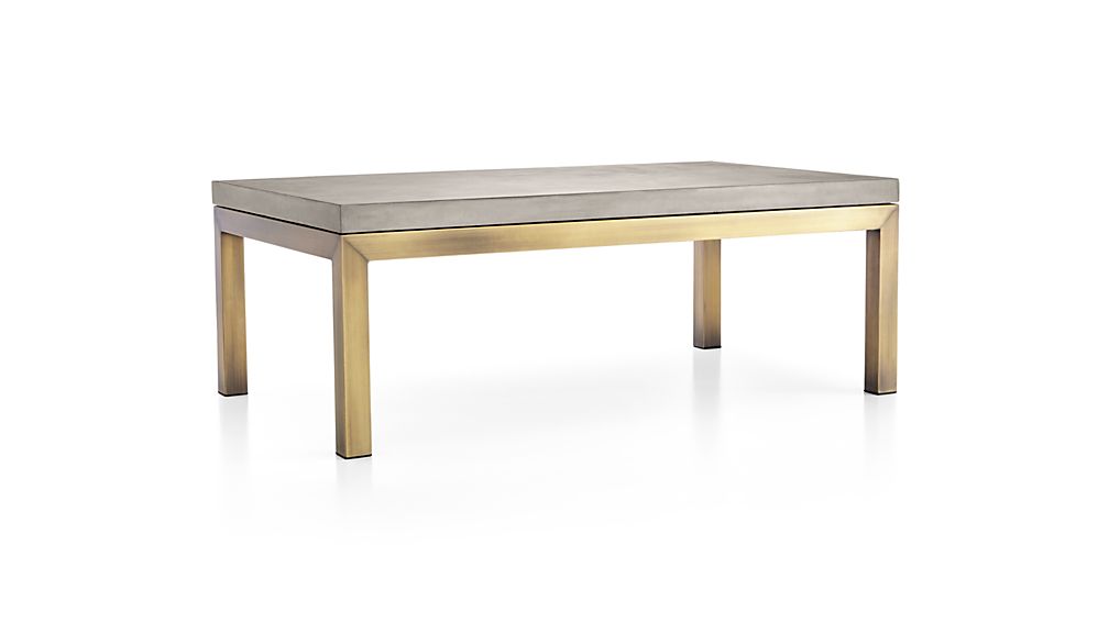 Parsons Concrete Top/ Brass Base 48x28 Small Rectangular Coffee Table ...