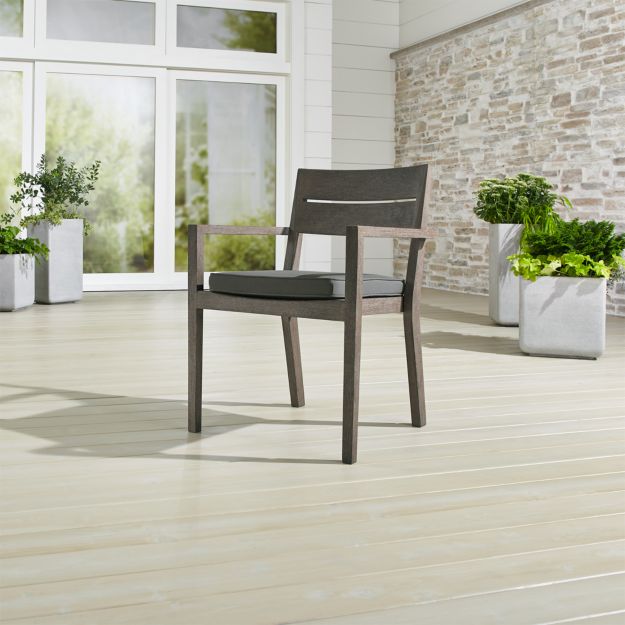 Regatta Grey Wash Dining Chair with Graphite Sunbrella Cushion | Crate ...