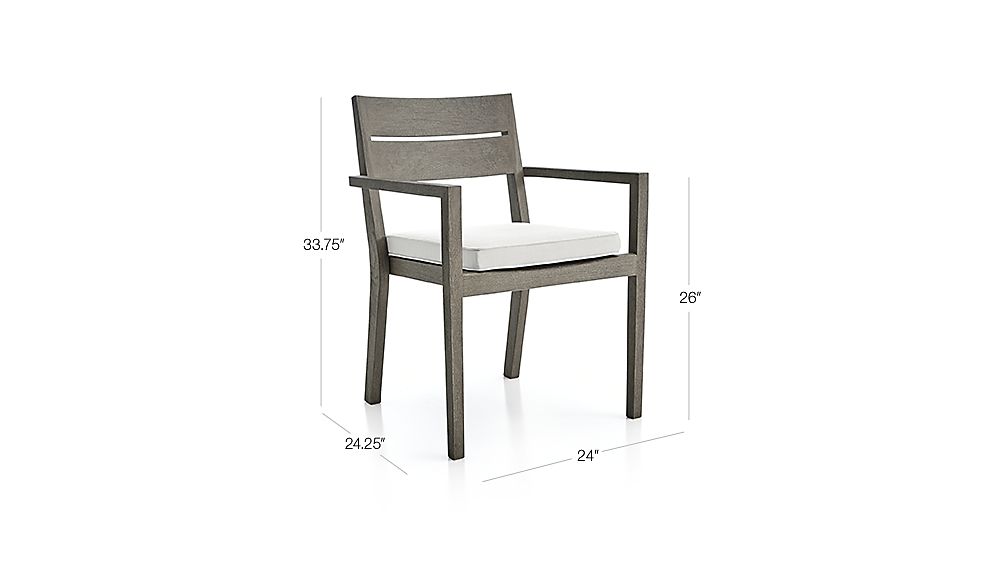 Regatta Grey Wash Dining Chair with White Sand Sunbrella Cushion ...