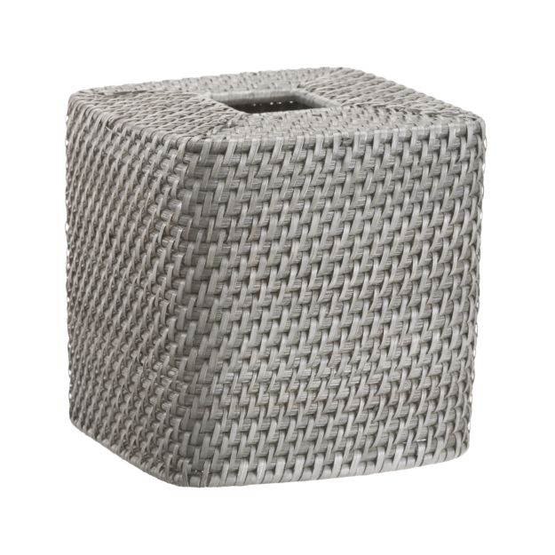 Sedona Grey Square Tissue Box Cover | Crate and Barrel