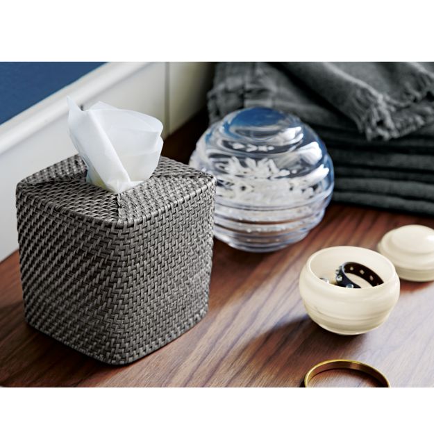 Sedona Grey Square Tissue Box Cover | Crate and Barrel