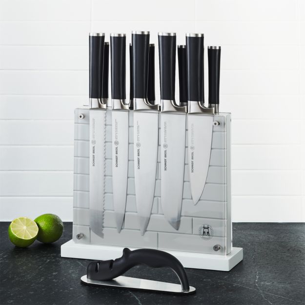 Schmidt Brothers Grey Subway 15-Piece Knife Block Set | Crate and Barrel