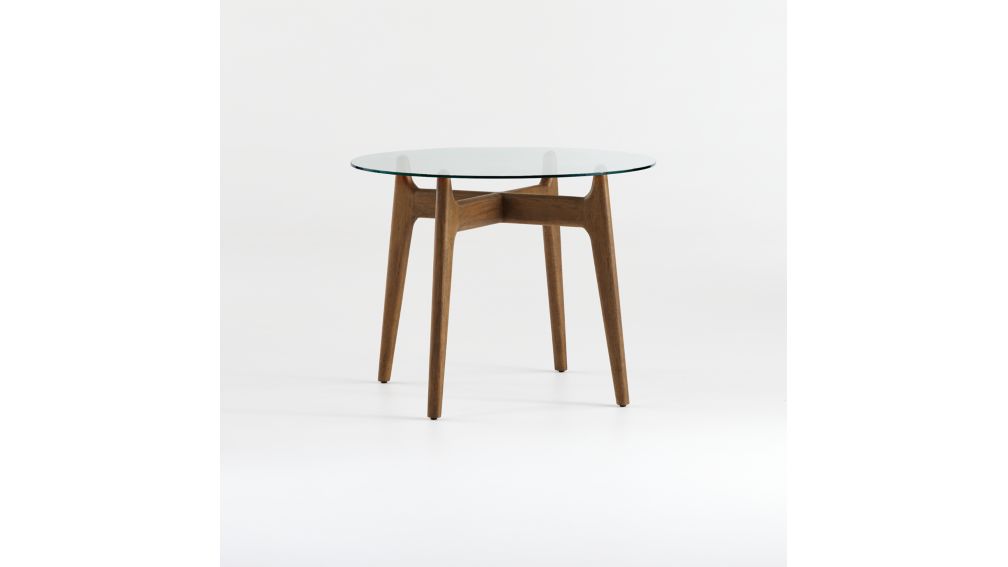 Tate 38" Round Dining Table with Glass Top and Walnut Base | Crate and ...