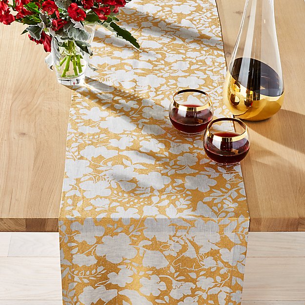 Winter Floral Table Runner 90" | Crate and Barrel